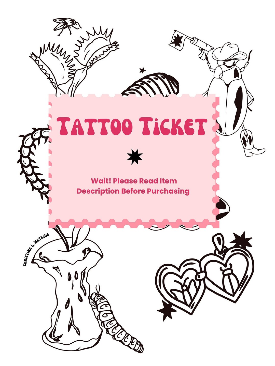 Tattoo Ticket Insect Invertebrate Cute Tattoo Flash Ticket Lady ...
