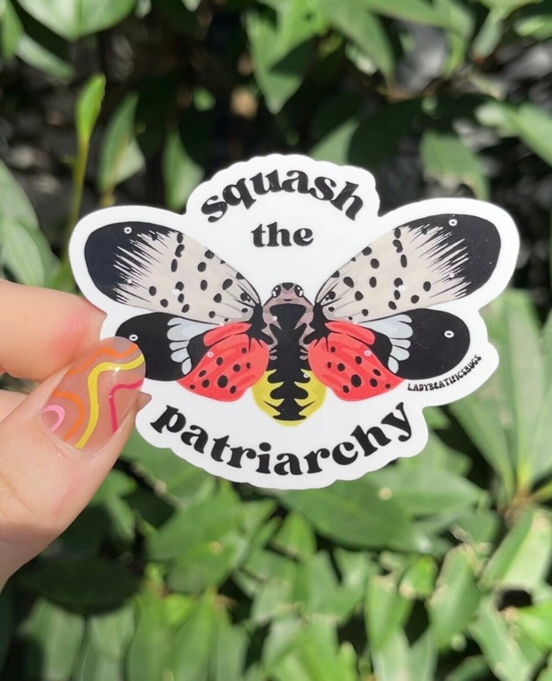 Spotted Lanternfly Feminism Squash the Patriarchy Sticker Decal Durable ...