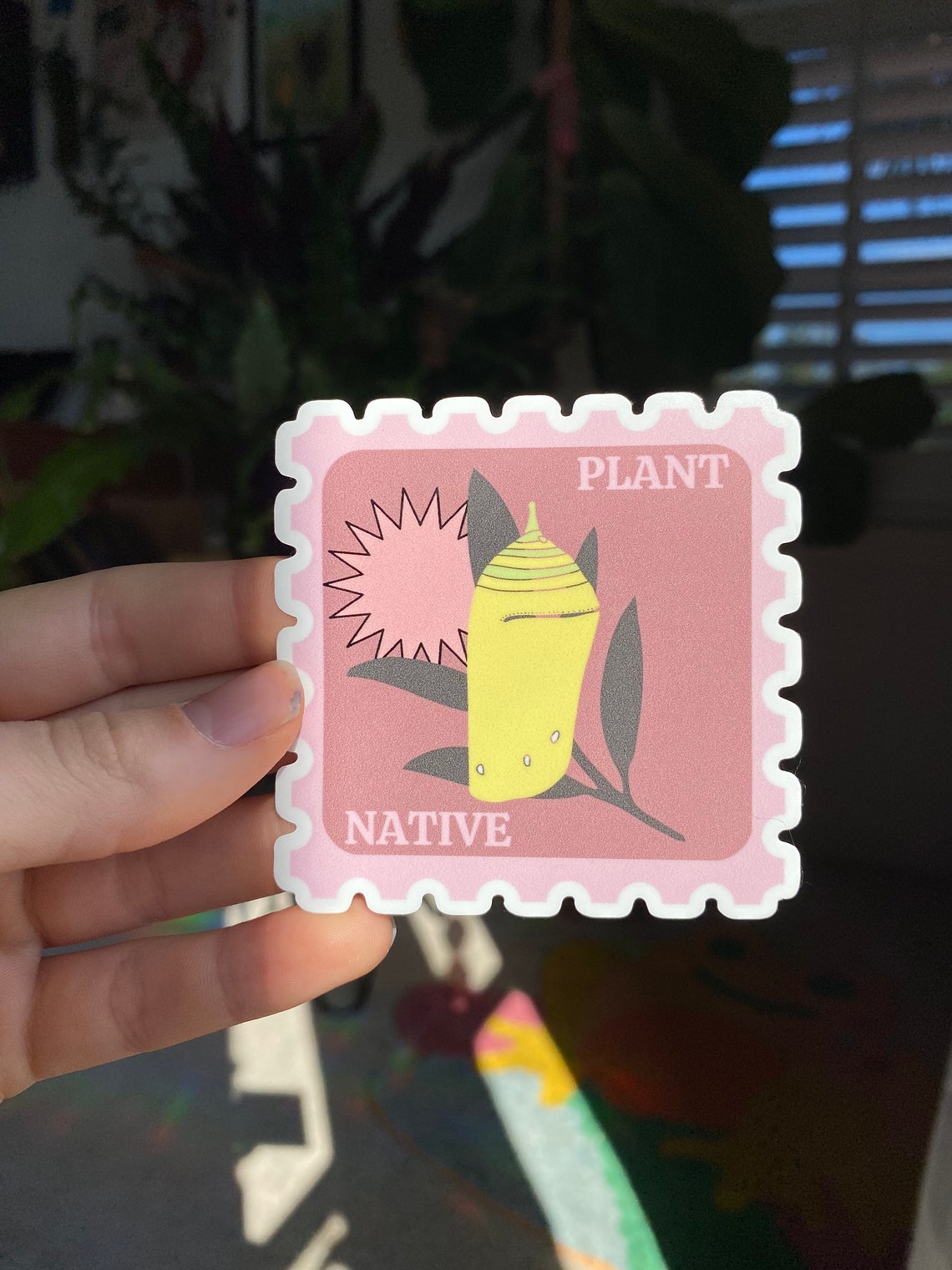 Plant Native Stamp Sticker; Butterfly Chrysalis Plant Native Original ...