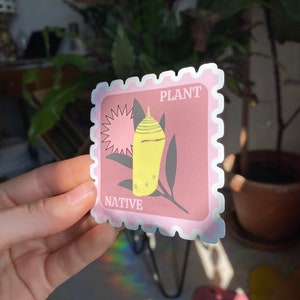 Plant Native Stamp Sticker; Butterfly Chrysalis Plant Native Original ...