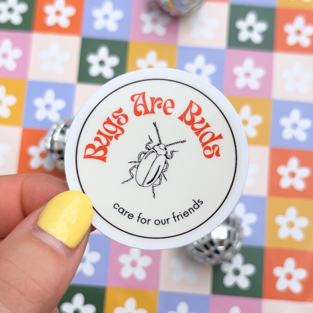 Bugs Are Buds Retro Beetle Sticker - Insect Lover Vinyl Decal ...