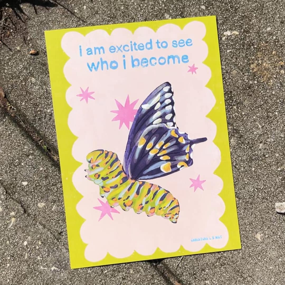 Inspirational Caterpillar and Butterfly Quote Wall Art, Home Decor Art ...