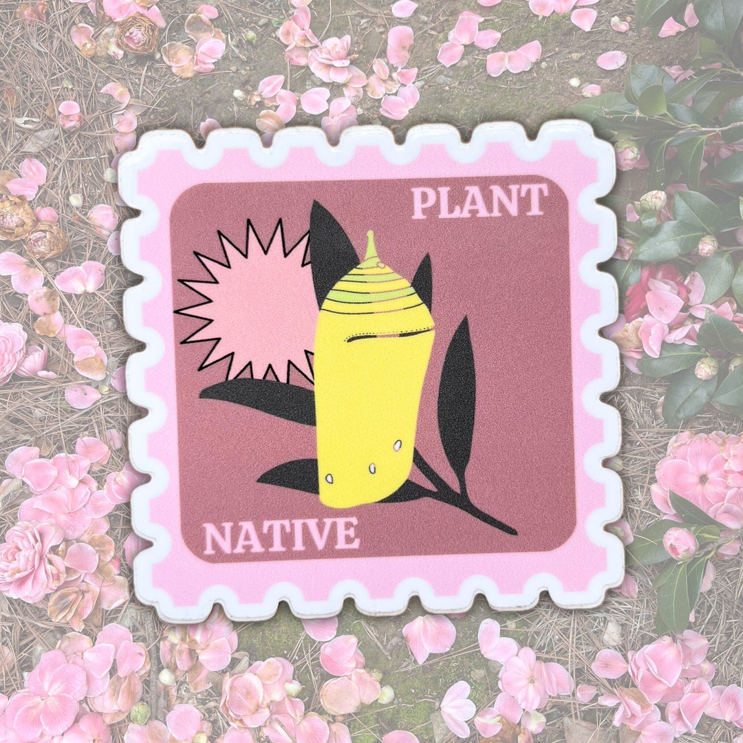 Plant Native Stamp Sticker; Butterfly Chrysalis Plant Native Original ...