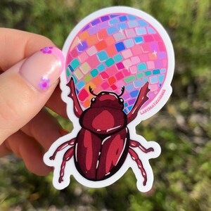 Cute Dung Beetle Disco Ball Sticker Decal Original Art Durable ...