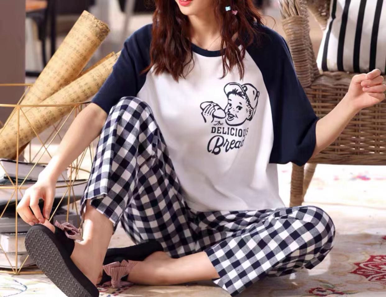 100% Cotton Pajamas Pants Grid Pajama Pants Monogramunique - Etsy