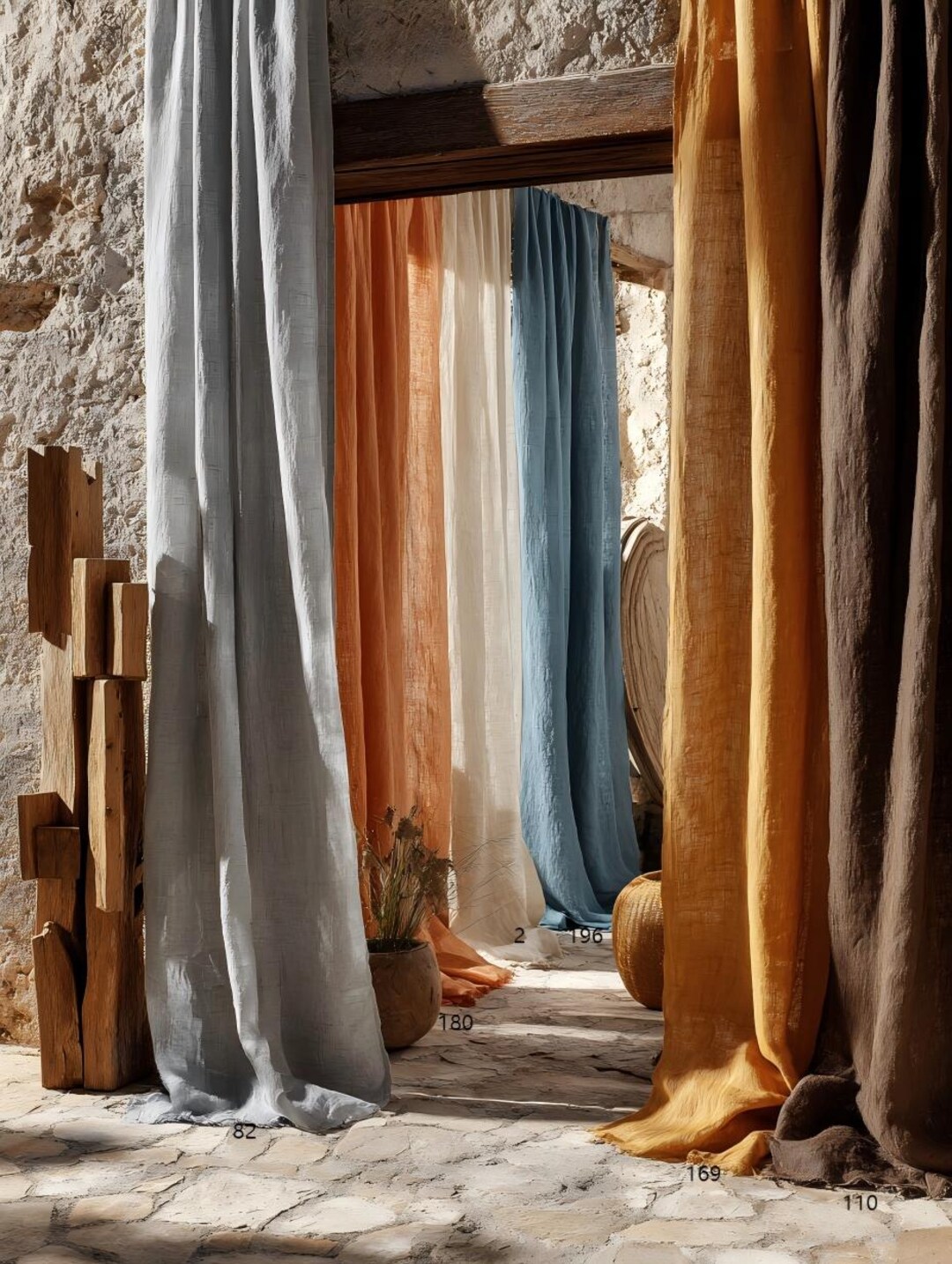 Color Block Linen Curtains: Semi-sheer Custom Window Panel - Etsy