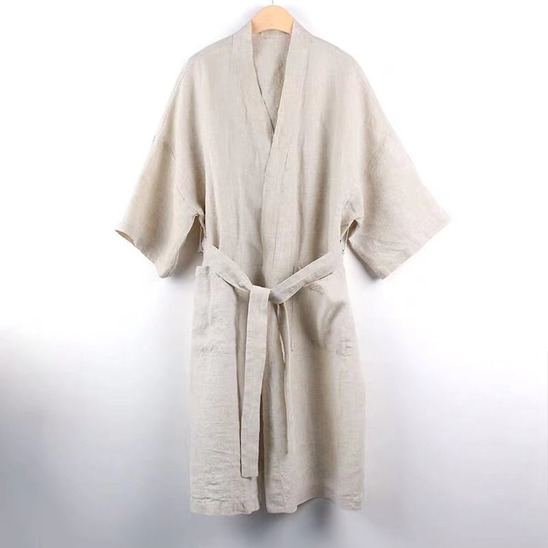 100% Linen Robe Linen Pajama Gift for Her Linen Bathrobe - Etsy