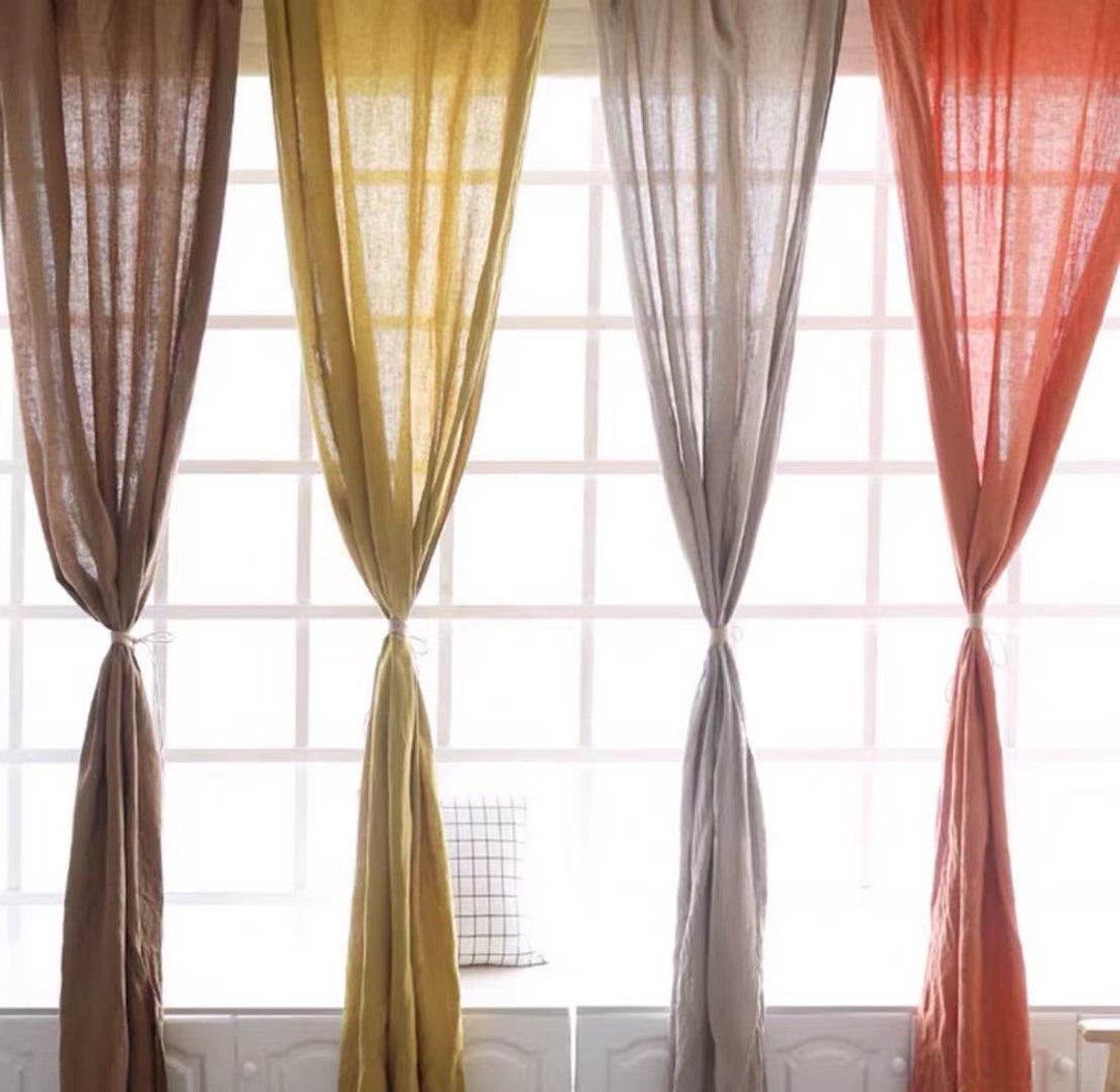 Pure Linen Custom Curtains, Semi-sheer Natural Light Linen Curtains ...