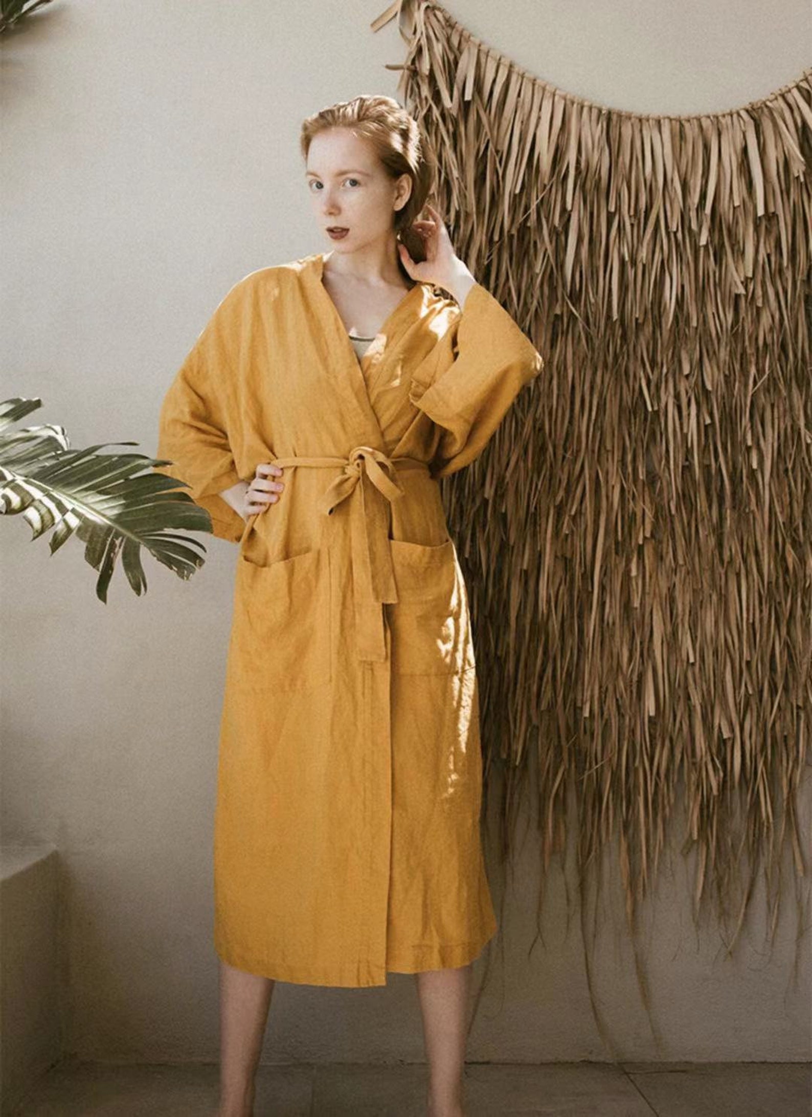 100% Linen Robe Linen Pajama Gift for Her Linen Bathrobe - Etsy
