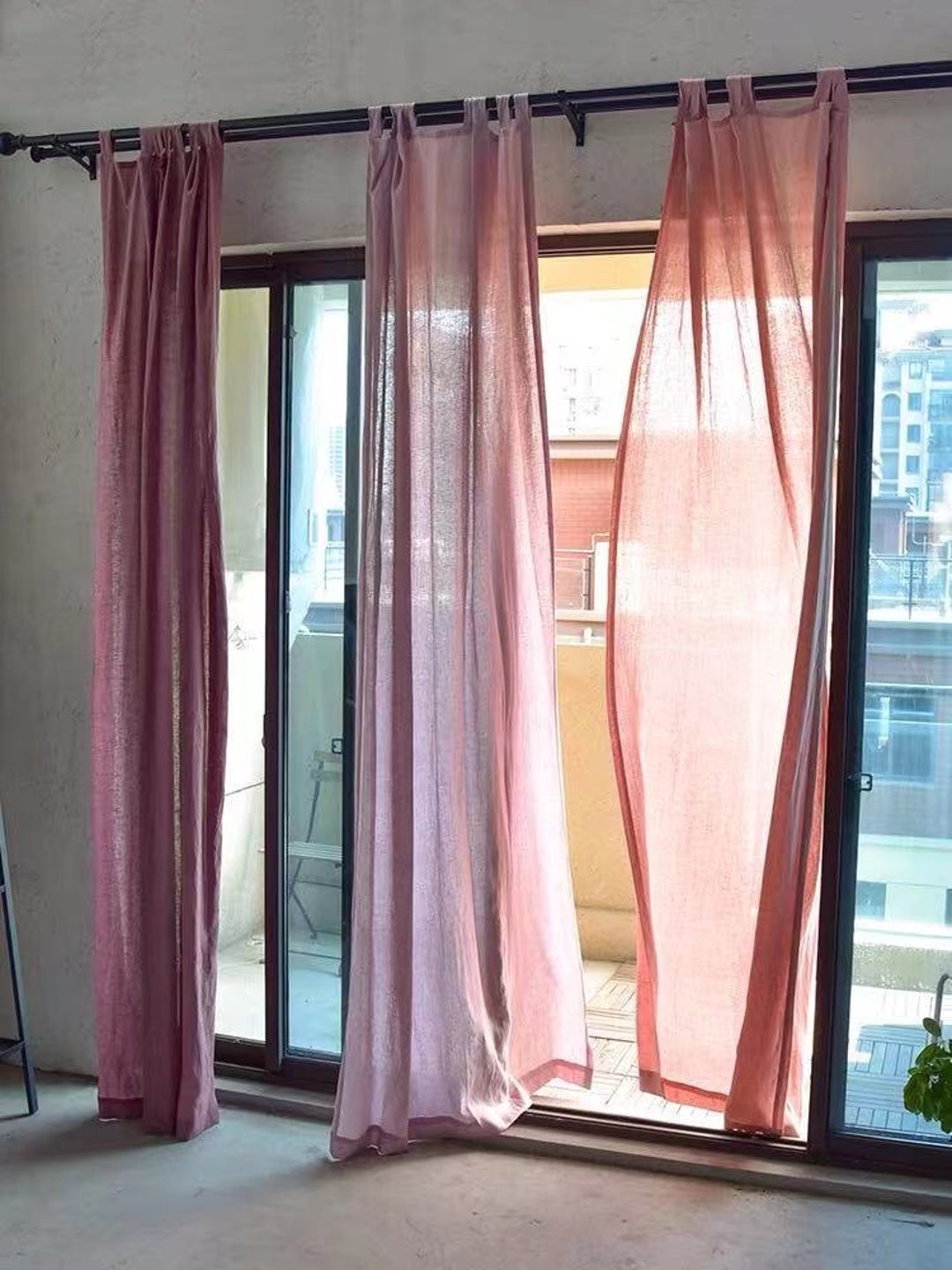 Linen Custom Curtains, Semi-sheer Natural Light Linen Curtains, Morandi ...