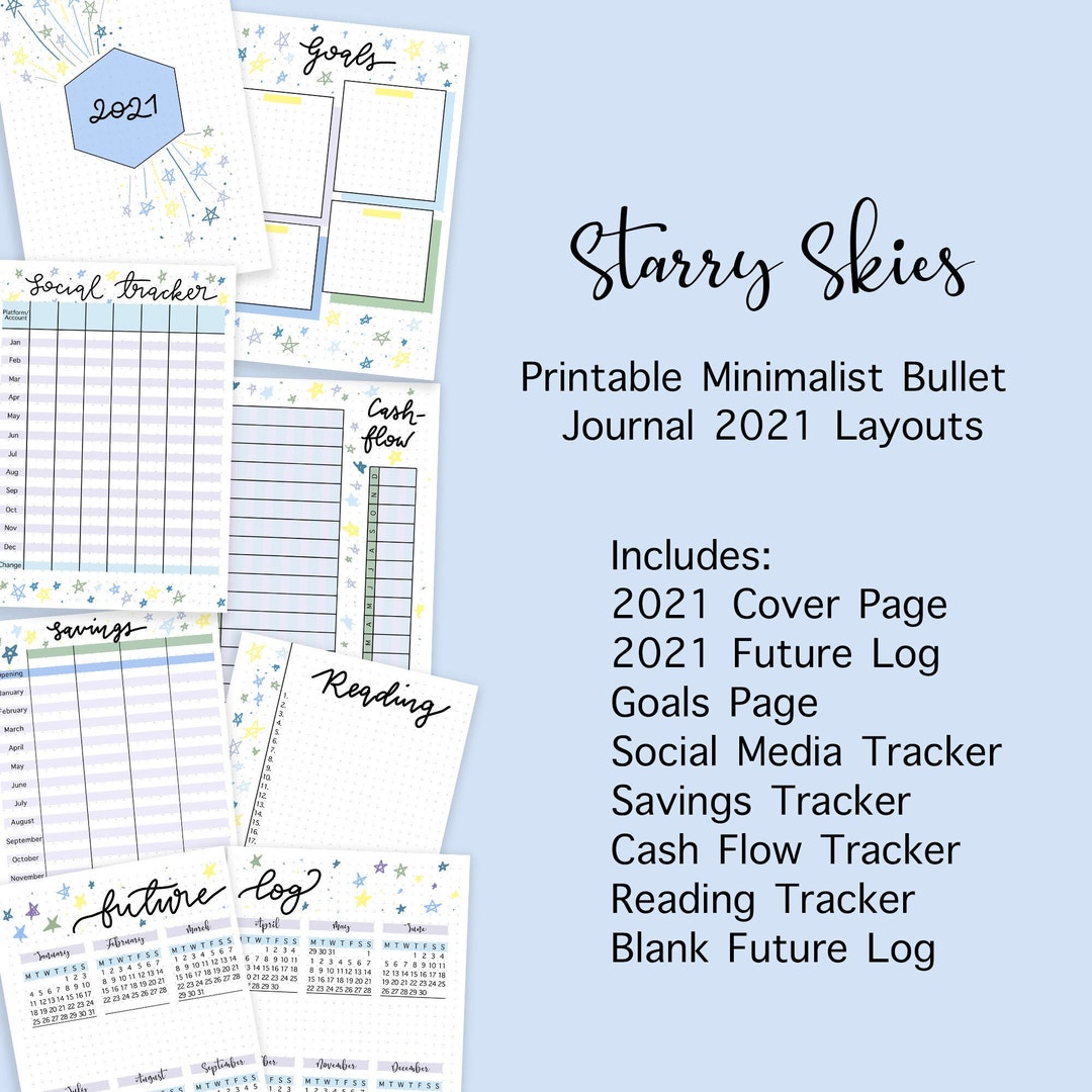 Bullet Journal Printable Template Yearly Planner Essentials 2021 and ...
