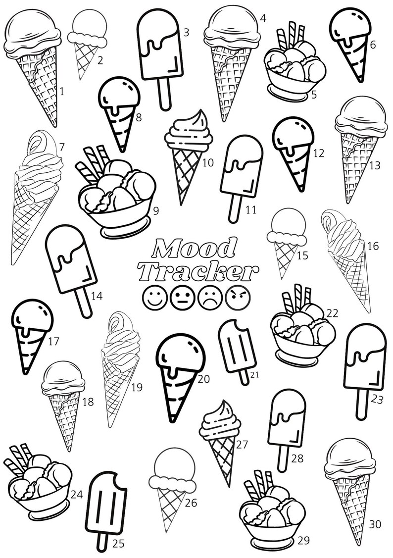 Ice Cream Mood Tracker for Summer | Bullet Journal Planner Printable ...
