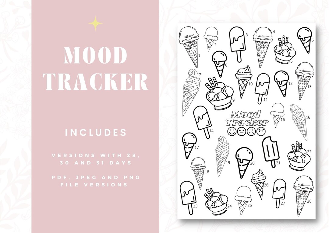 Ice Cream Mood Tracker for Summer | Bullet Journal Planner Printable - Etsy