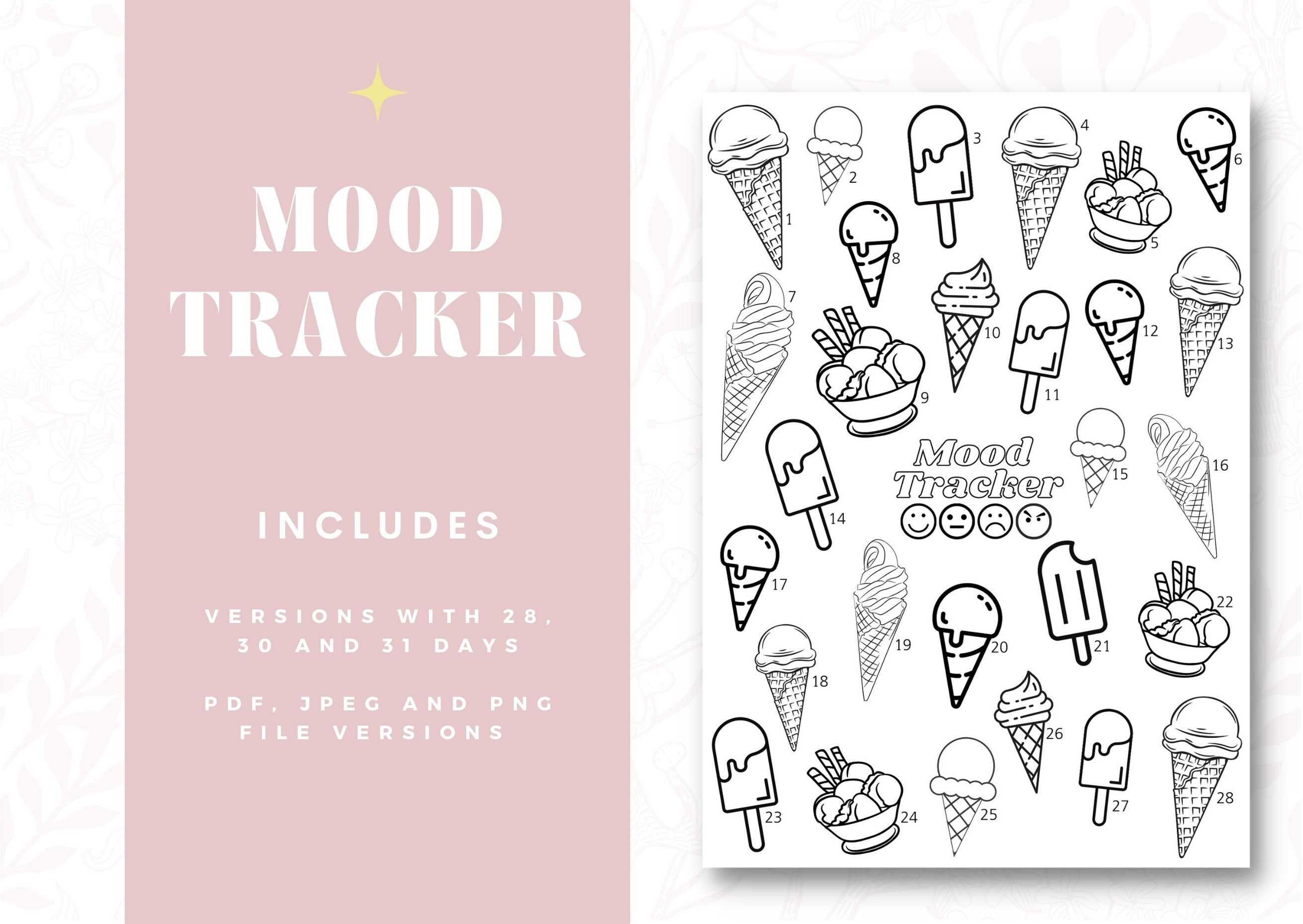 Ice Cream Mood Tracker for Summer | Bullet Journal Planner Printable ...