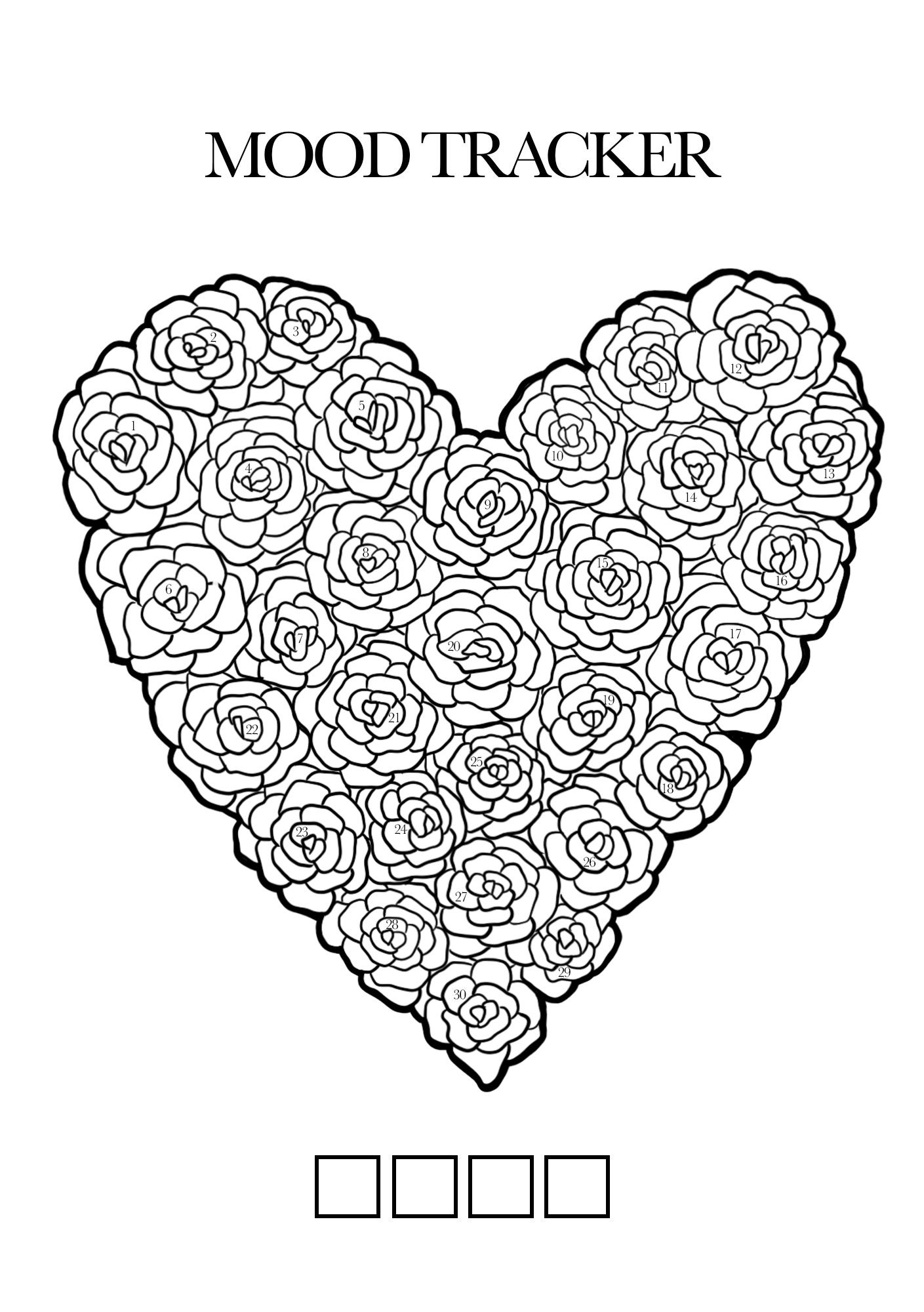 Hand-drawn Rose Heart Mood Tracker Printable Bullet Journal Planner ...
