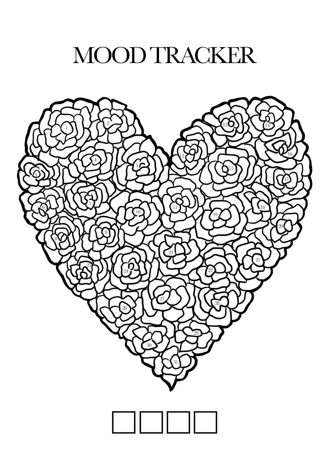 Hand-drawn Rose Heart Mood Tracker Printable Bullet Journal Planner ...