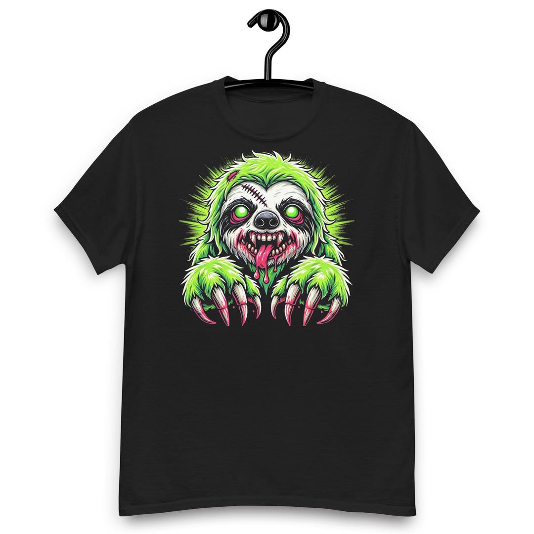 Zombie Sloth Creepy Green Glow Design Halloween Horror Tee,halloween ...