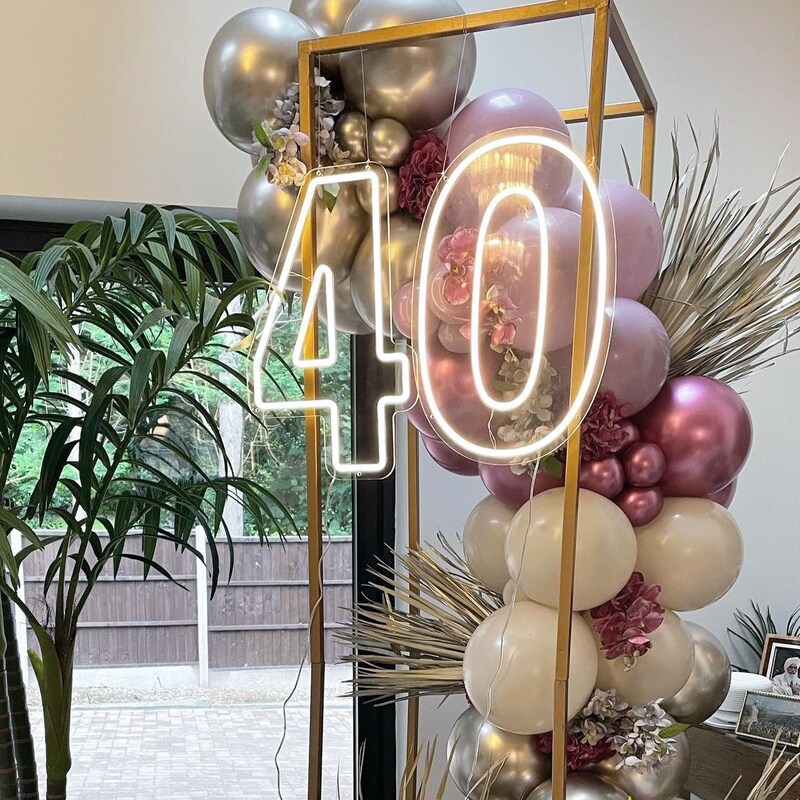 Neon Birthday Backdrop - Etsy