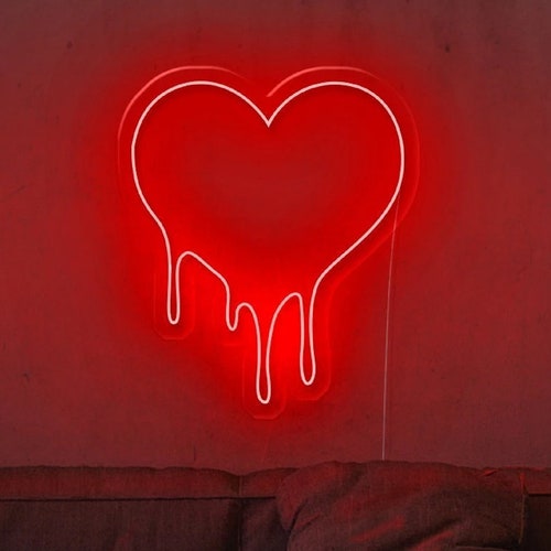 Dripping Heart Neon Sign Pink Neon Sign Bedroom Custom Led - Etsy