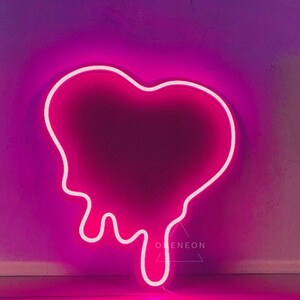 Dripping Heart Neon Sign / Pink Neon Sign Bedroom / Custom Neon Light ...