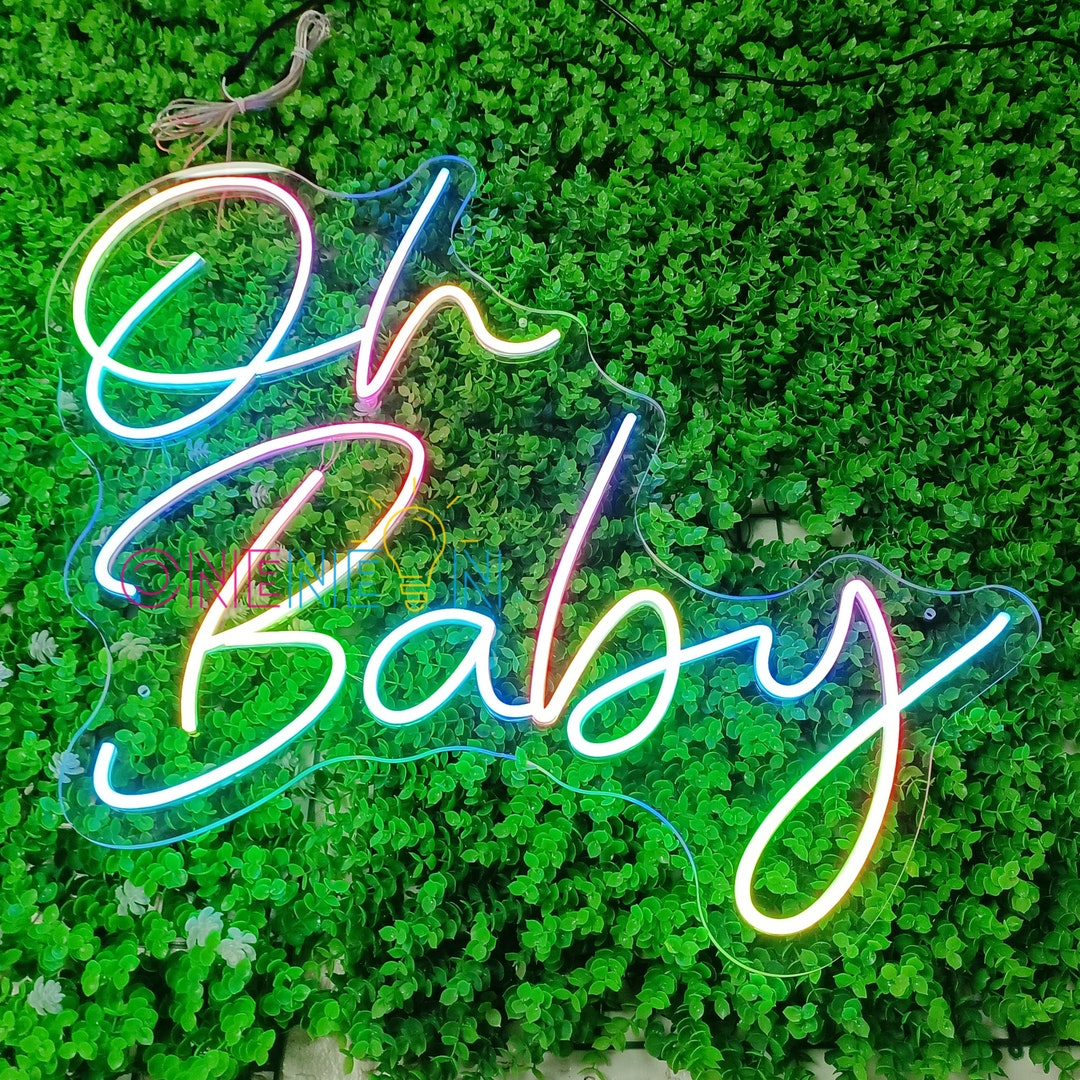 Custom RGB Neon Sign Oh Baby Neon Sign Baby Shower Decor Bedroom Custom ...