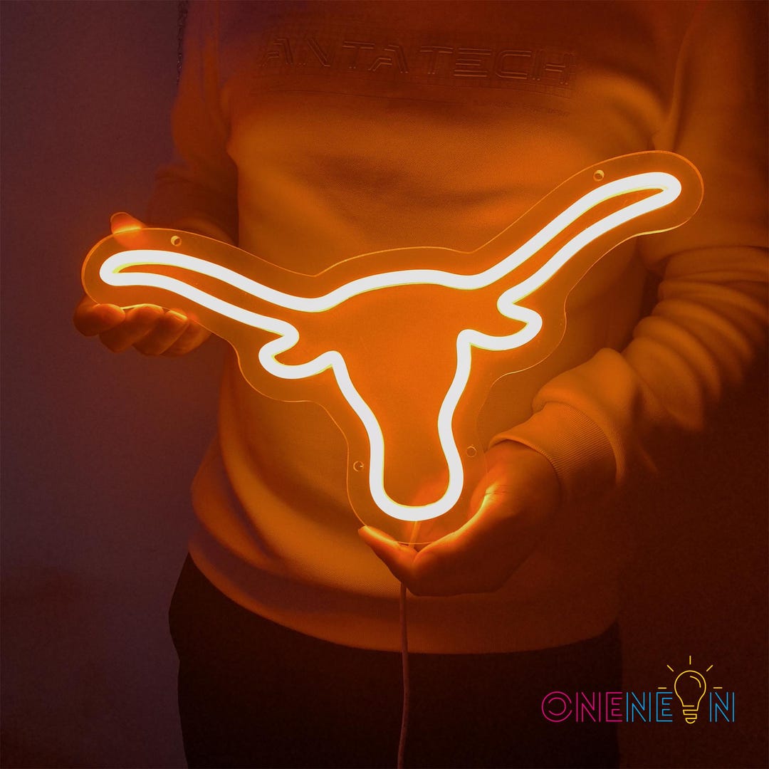 Texas Longhorn Neon Sign, Texas Wall Decor, Texas Longhorns Wall Art ...