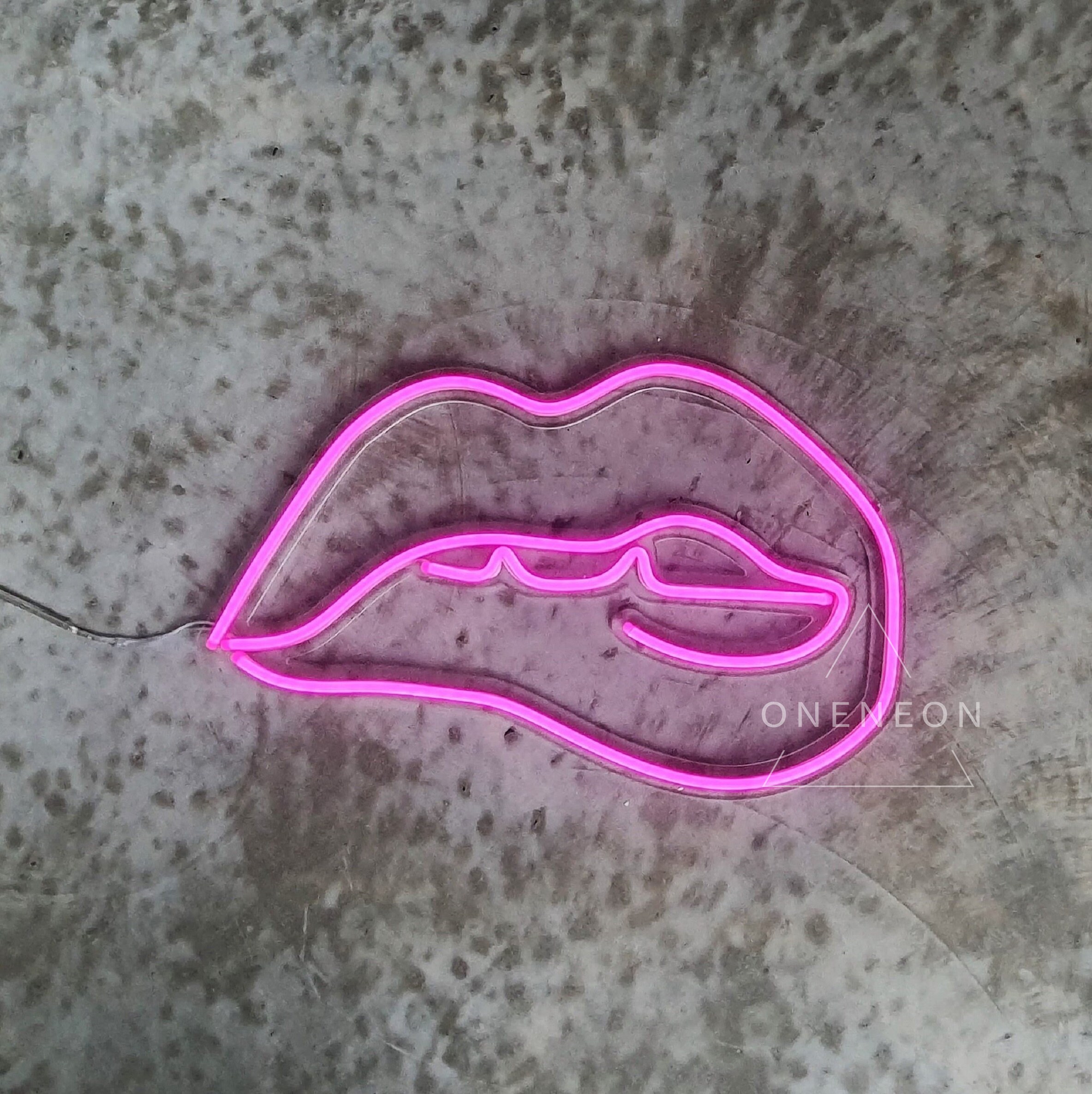 Sexy Lips Biting Lips Neon Sign Clear Acrylic Backed for - Etsy