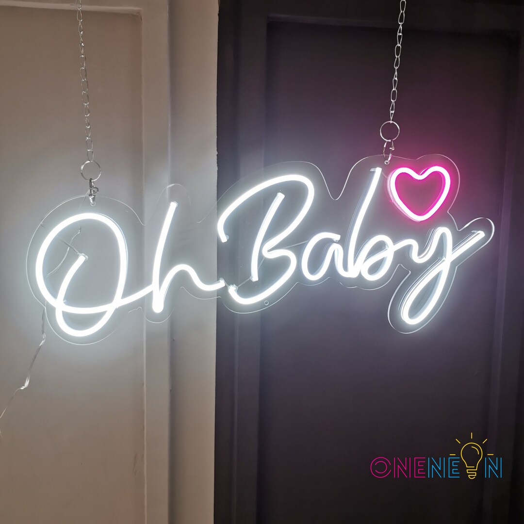 Oh Baby Neon Sign Custom Baby Shower Neon Sign Wall Decor Neon Light ...