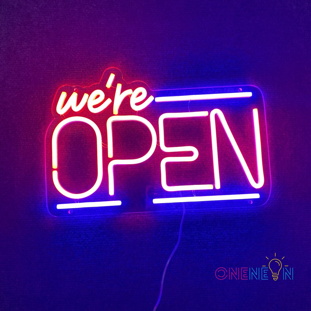 We're Open Neon Sign, Open Led Sign, Open Sign, We Are Open Neon Light, Open Sign for Business ...