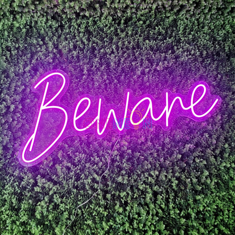 Custom Beware Neon Sign Halloween Neon Sign Light Office - Etsy