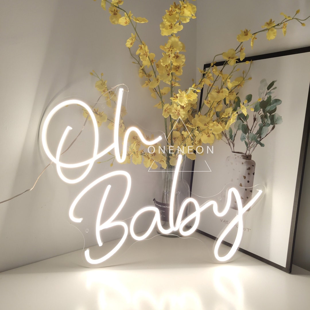 Custom Neon Sign Oh Baby Neon Sign Baby Shower Decor Bedroom Custom ...