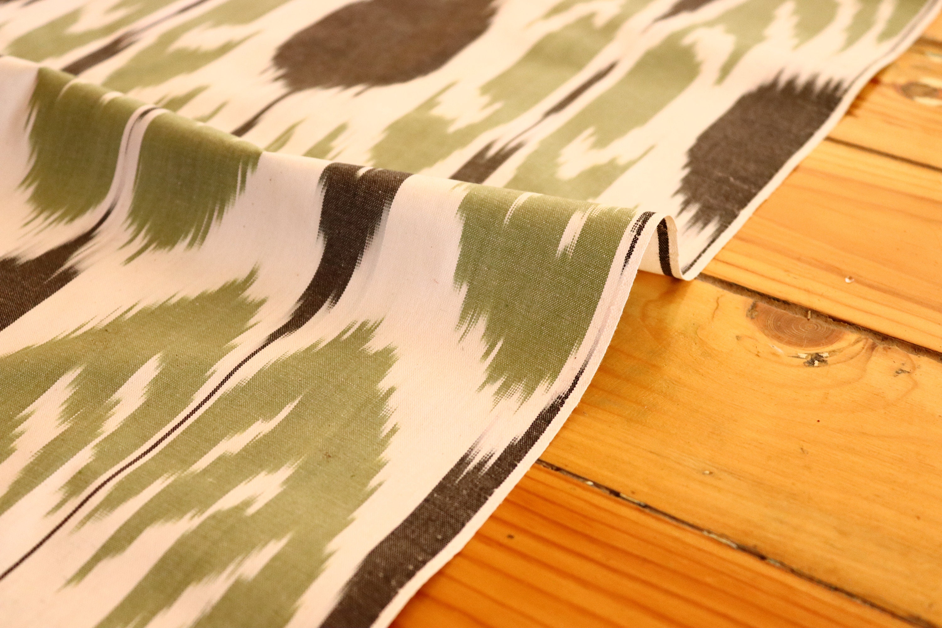 Green ikat fabric cotton ikat fabric by the yard upholstery | Etsy