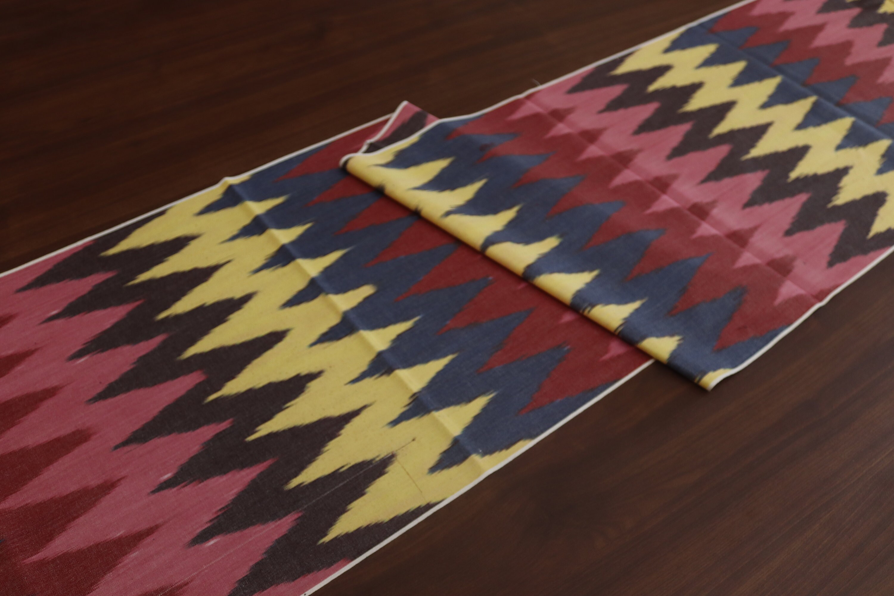 Handdyed red and green ikat fabric, Uzbek ikat fabric by the yards ...