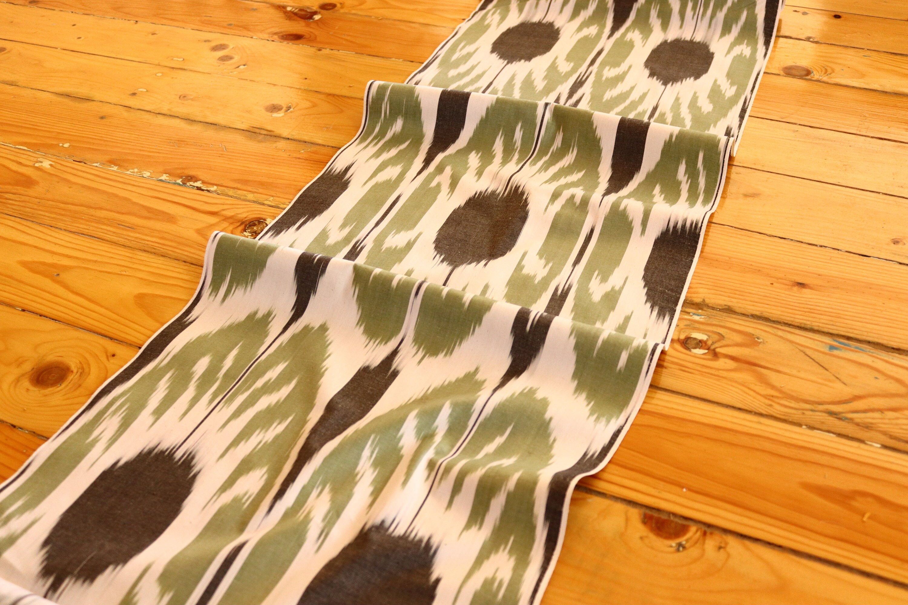 Green ikat fabric cotton ikat fabric by the yard upholstery | Etsy