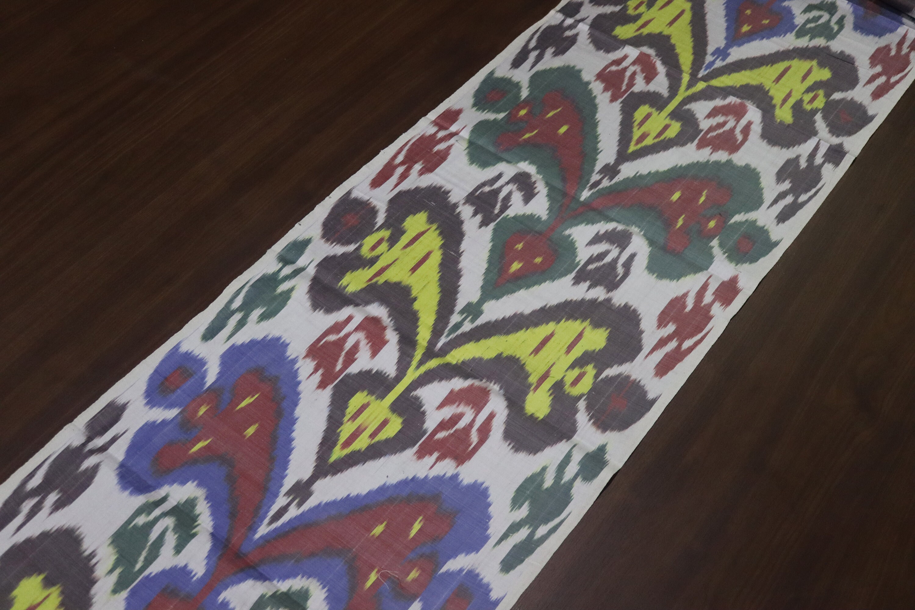 Multi Color Ikat Fabric by the Yard, Uzbek Ikat Fabric, Organic Ikat ...
