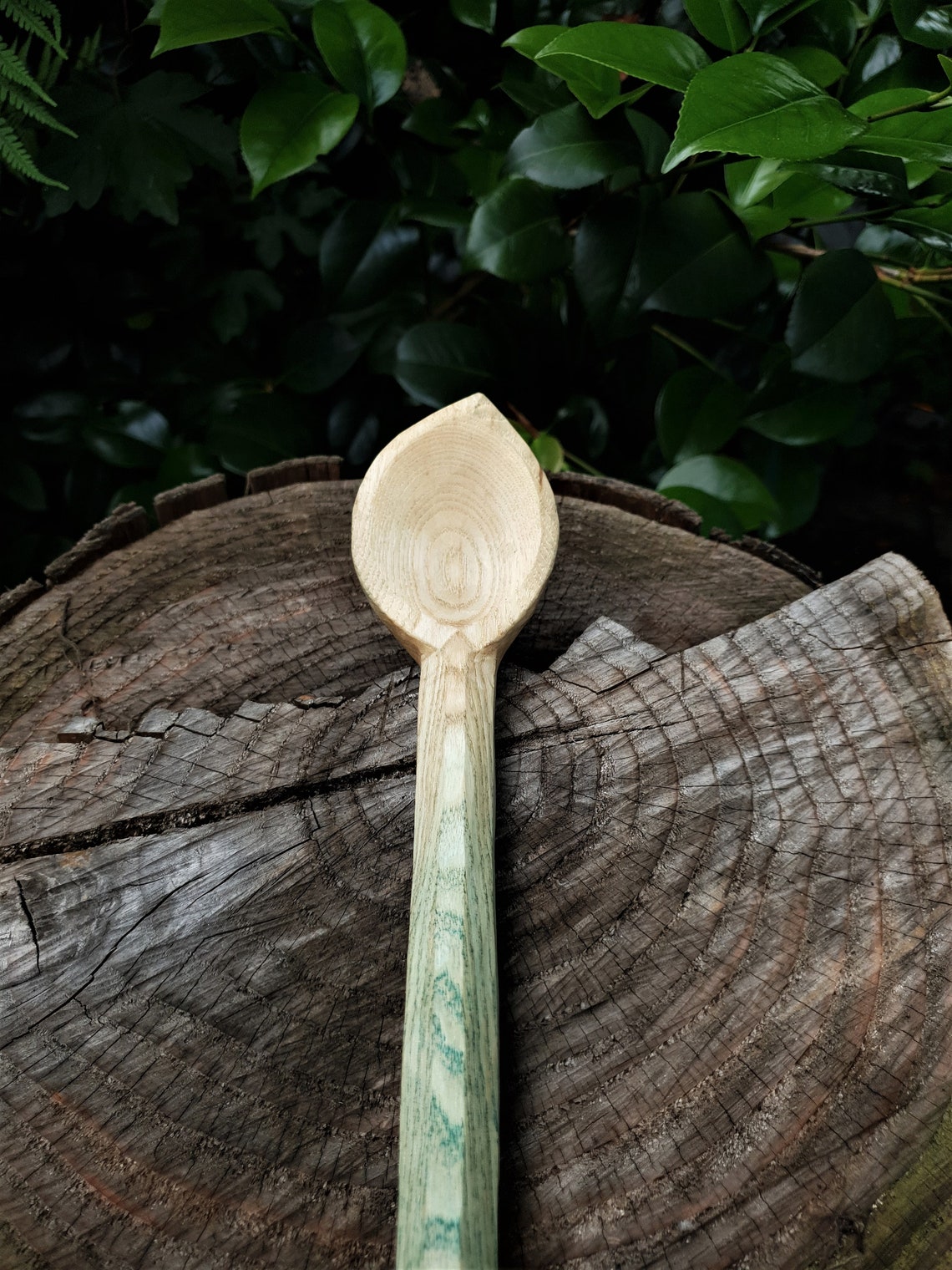 Ash Hand Carved Wooden Spoon with Stained Handle Wooden | Etsy