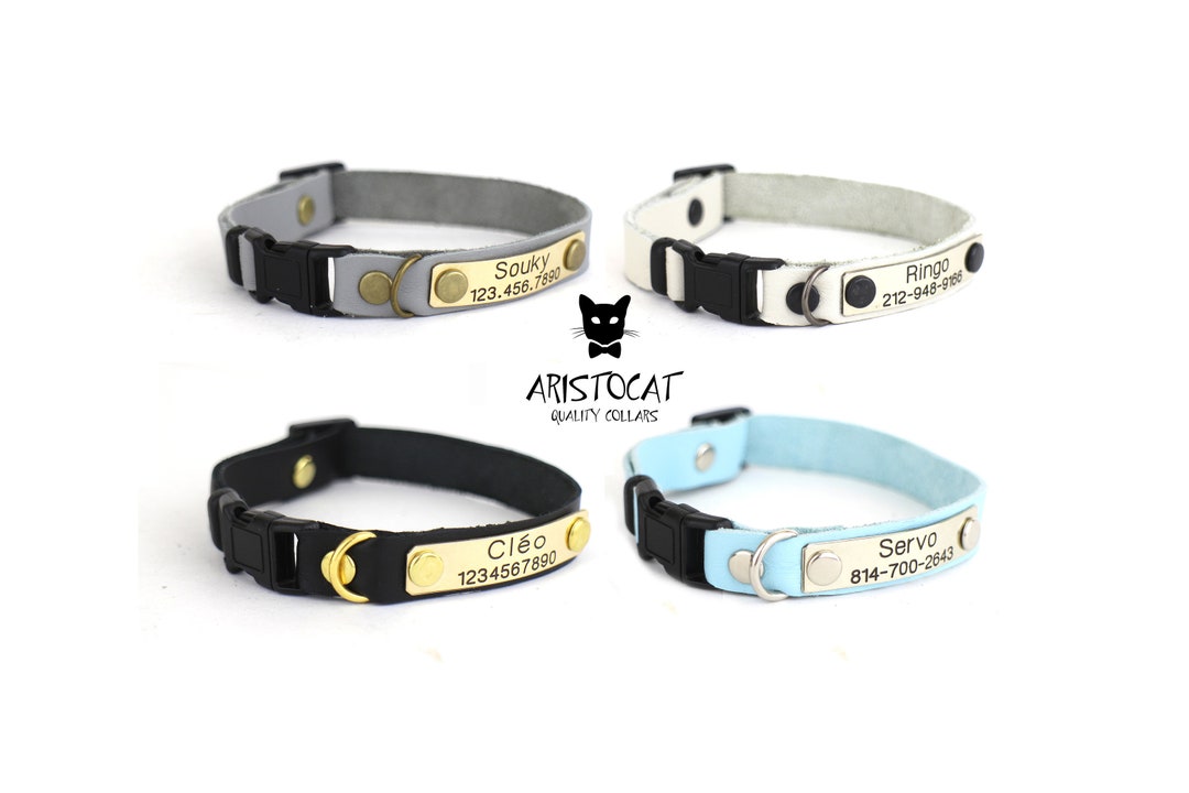Cat Collars - Leather Cat Collars - Personalised Cat Collar - Breakaway ...