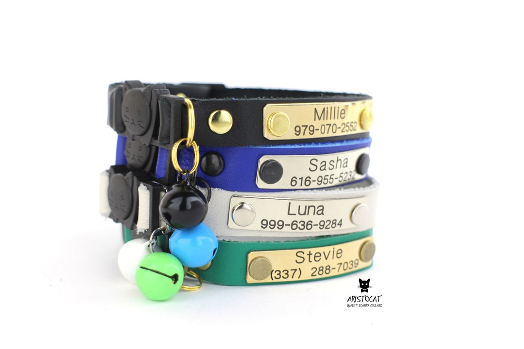 Cat Collar With Bell - Leather Collars - Breakaway Custom Collar ...
