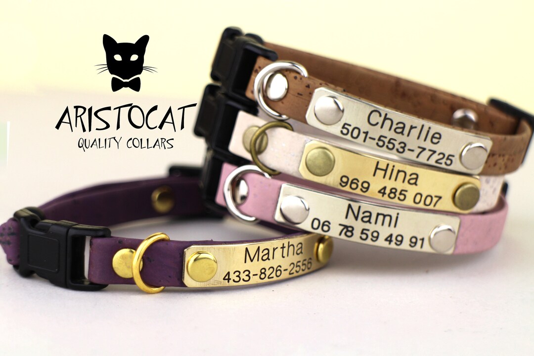 Cat Collar Cork Collar Breakaway/non Breakaway Collar Personalised Cat ...