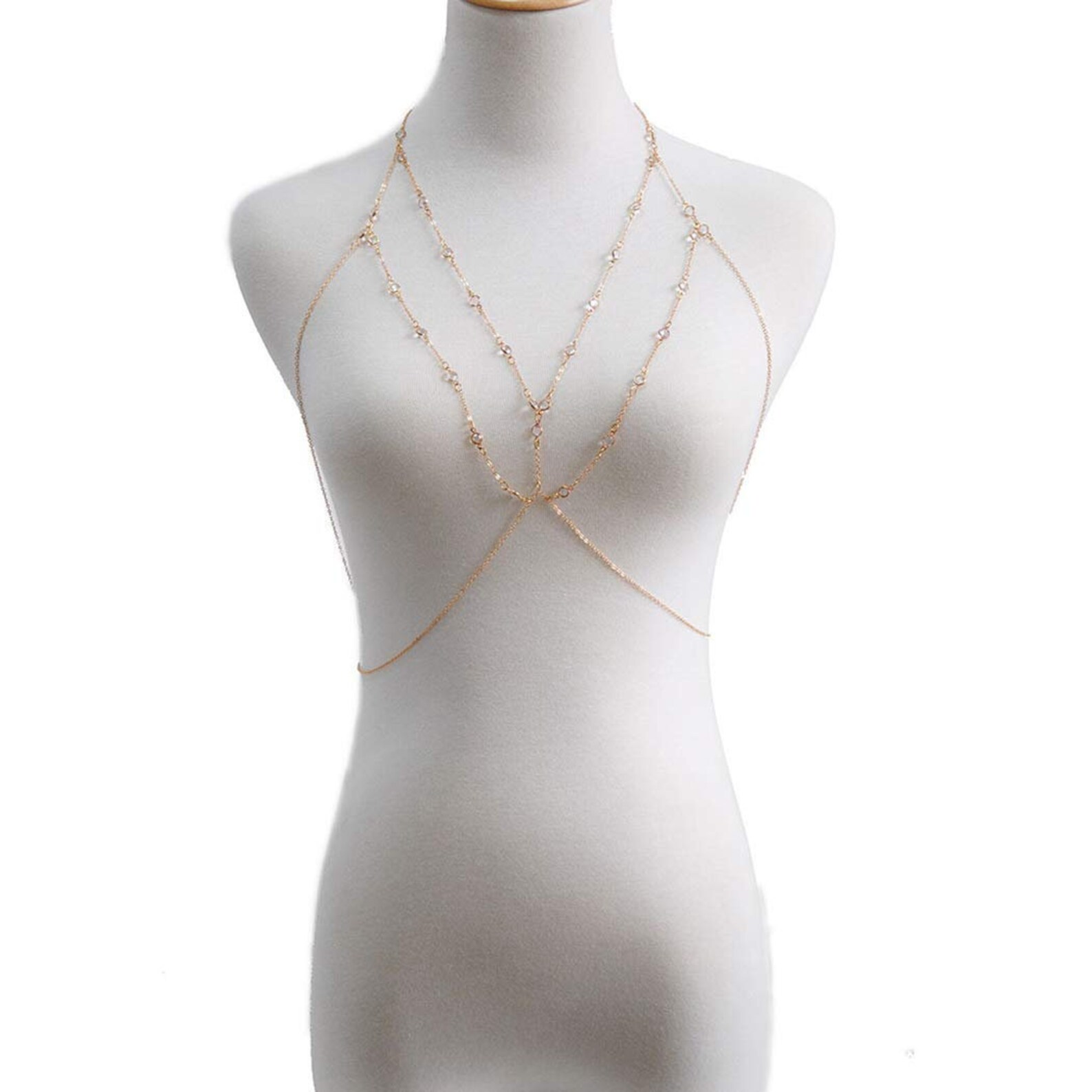 Bikini Bra Chain Sexy Rhinestone Body Chains Gold Cheast Chain Etsy