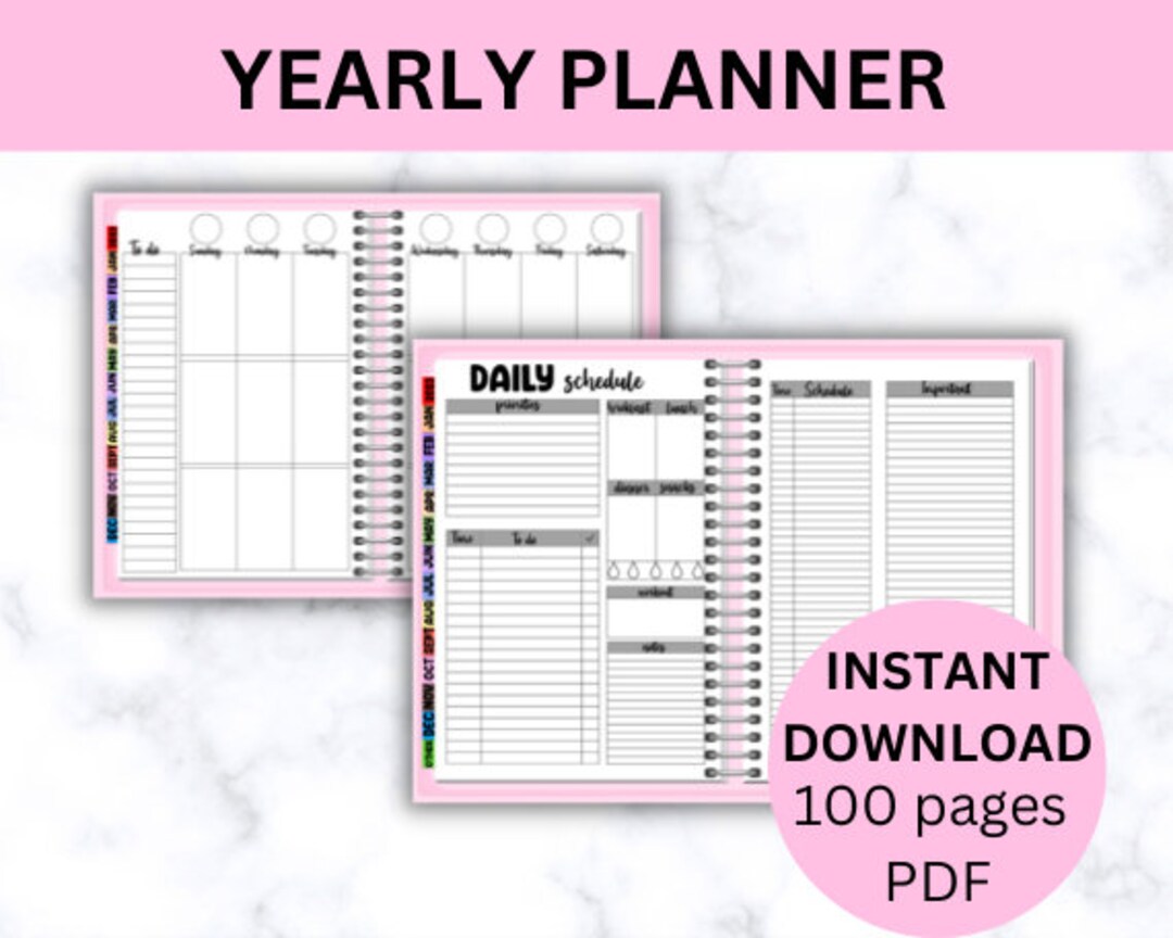 Yearly Planner, Pink Digital Planner, Planner Good for Goodnotes ...