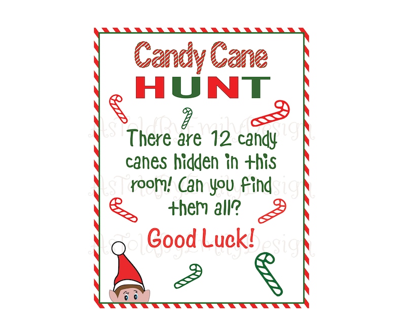 Candy Cane Hunt Elf Game Printable Instant Digital Download - Etsy