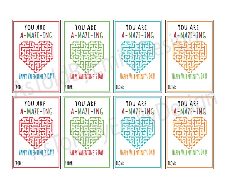 PRINTABLE Maze A-maze-ing Valentine's Cards - Write Your Own Name ...