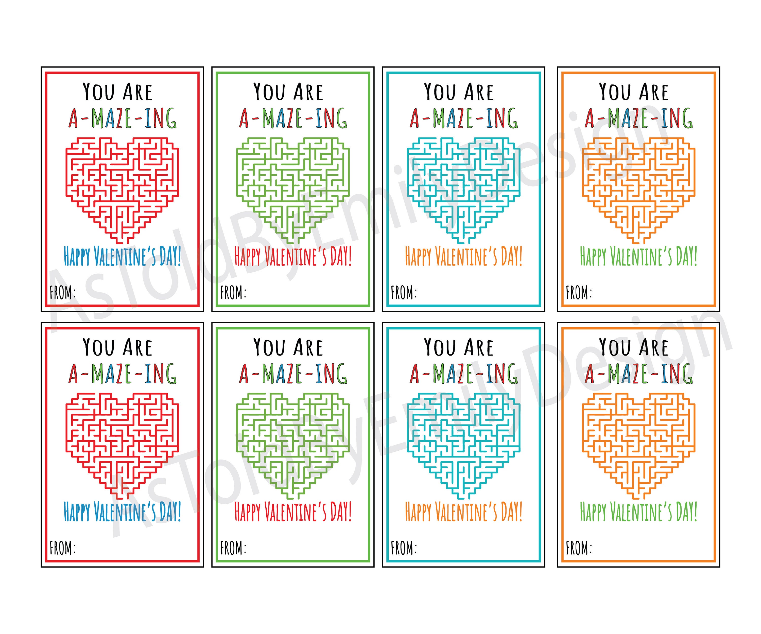 PRINTABLE Maze A-maze-ing Valentine's Cards - Write Your Own Name ...