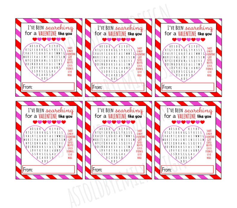 PRINTABLE Word Search Activity Valentine's Cards - Write Your Own Name ...