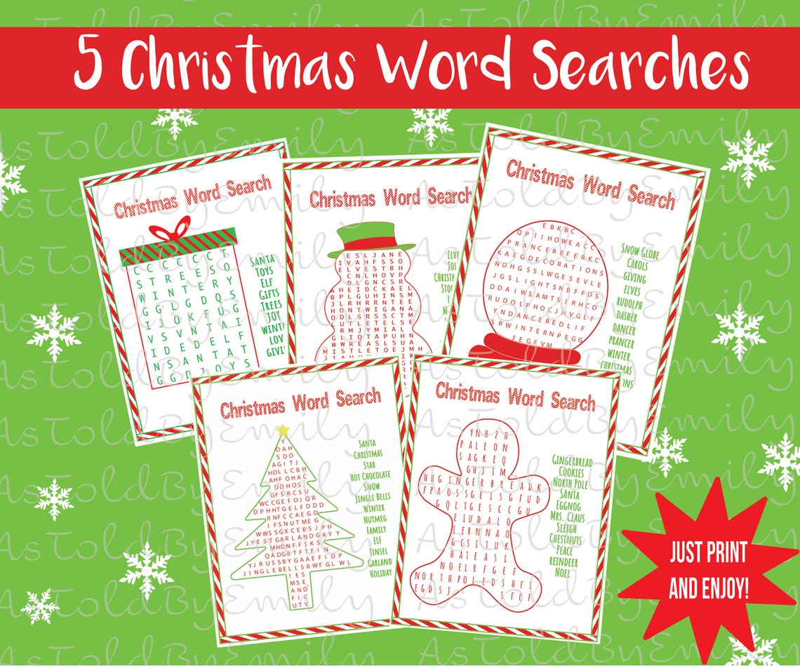 Printable Christmas Word Searches for Kids Classroom Work - Etsy