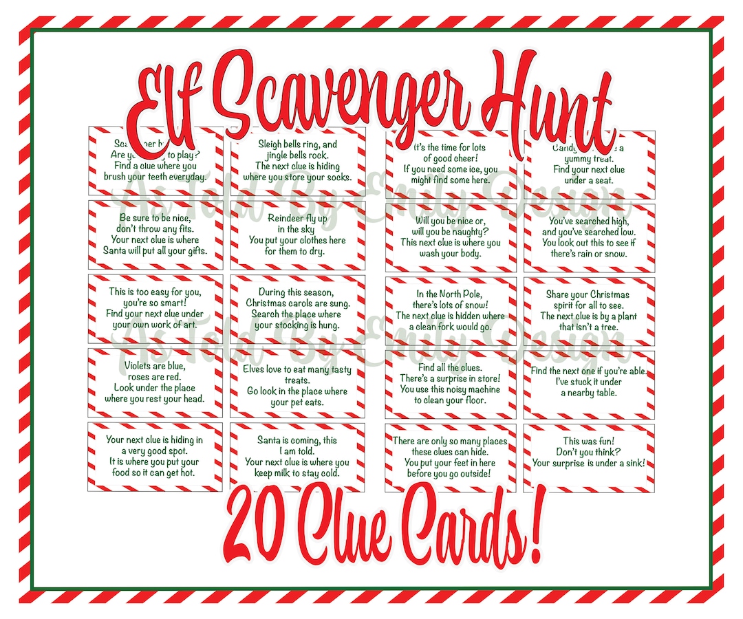 Elf Scavenger Hunt Activity Game Printable Instant Download - Etsy