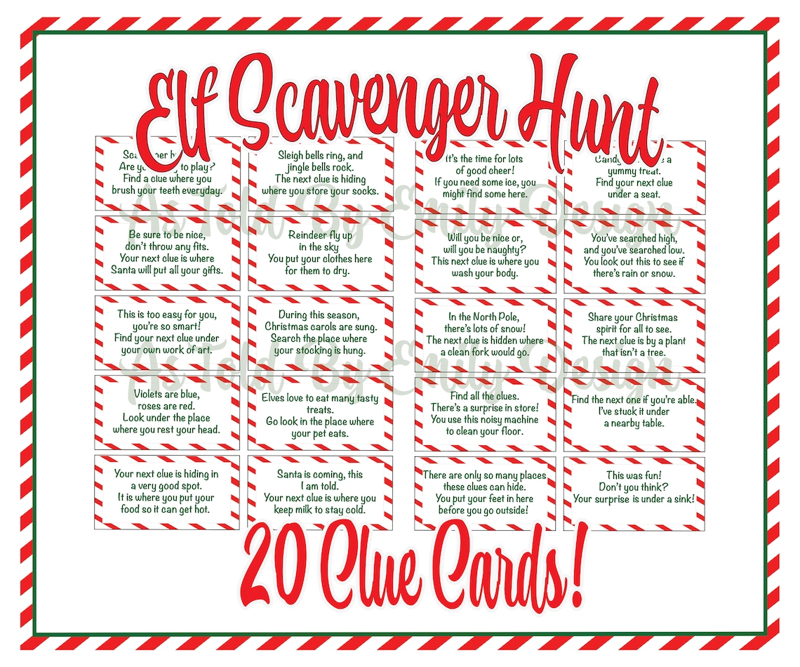 Elf Scavenger Hunt Activity Game Printable Instant Download - Etsy