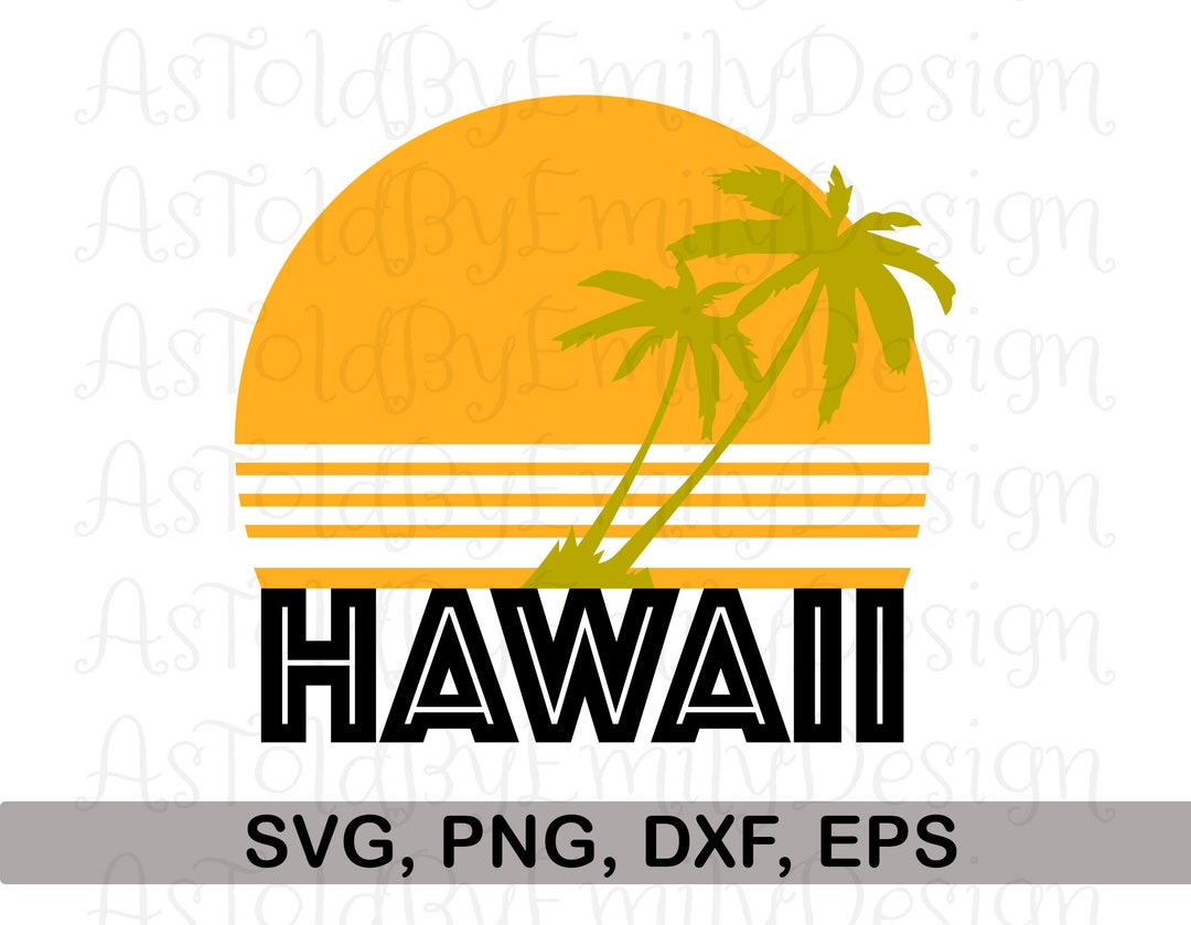 Hawaii SVG PNG Vintage Sunset and Palm Trees - Etsy Australia