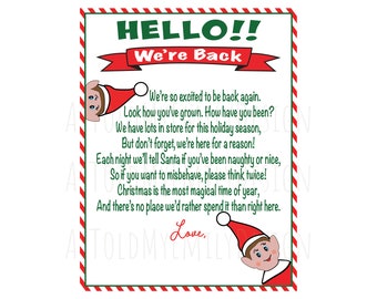 Elves Letter Set We're Back Elf Letter Goodbye From Your Elf Elf ...